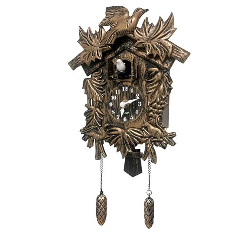 WALPLUS Chiming Cookoo Clock Brown Vintage Bird Flapping Cuckoo Clocks ...