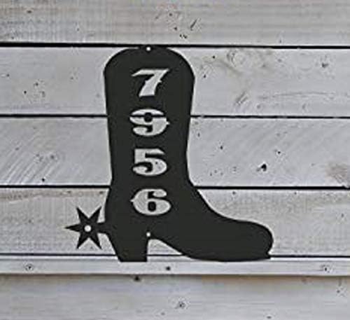 EvyAnn Designs Cowboy Boot Vertical Metal Address Number, Address ...