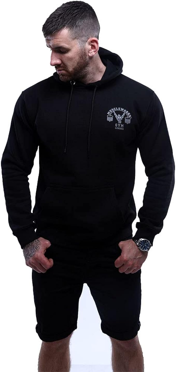 Muscle Works Gym Premium Pull Over Jumpers Top Mens Training Top with ...