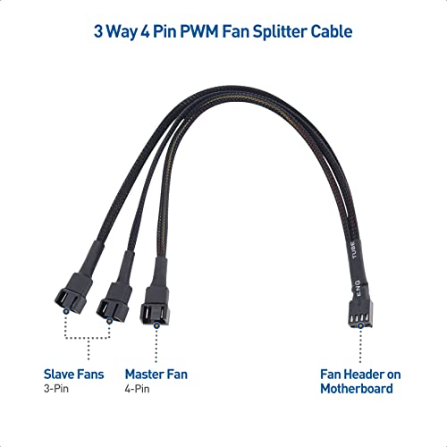 Cable Matters 2-Pack 3 Way 4 Pin PWM Fan Splitter Cable 12 Inches, PC ...