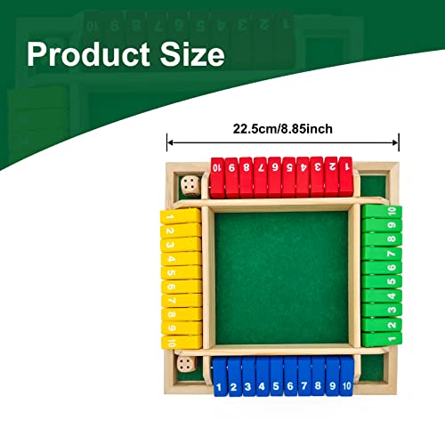 Wooden Shut The Box Dice Game,4 Sided Colourful Wooden Board Game(1-4 ...
