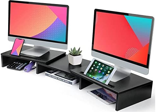 TAME Dual Monitor Stand Riser, 3 Shelf Computer Screen Stand with ...