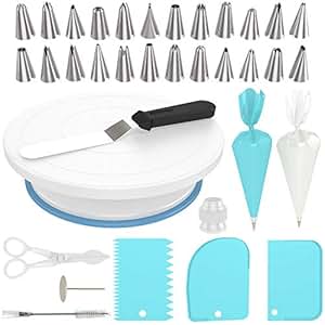 Cake Decorating Supplies with Cake Turntable - Extended 44pcs Baking ...