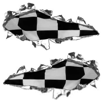 Amazon.com: Ripped Torn Metal Tear REFLECTIVE Decals Checkered Racing ...