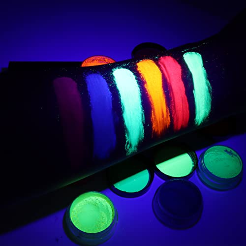 FindinBeauty Neon Pigment Eyeshadow Powder UV Glow Blacklight 6 Mixed ...