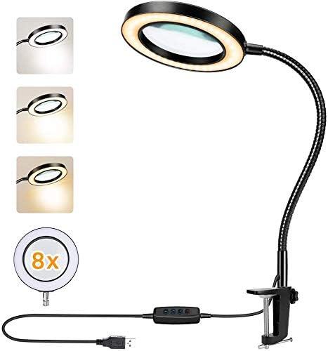 Achort Magnifying Glass with Light 8X LED Illuminated Magnifier 8 inch ...