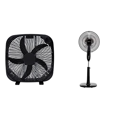 Amazon Basics 3 Speed Box Fan, 20-Inch & Oscillating Dual Blade ...