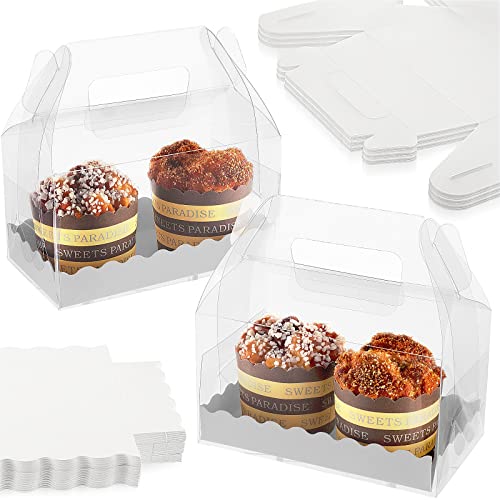 25 Pack Clear Gable Bakery Gift Boxes with Cardboard Candy Treat Gift ...