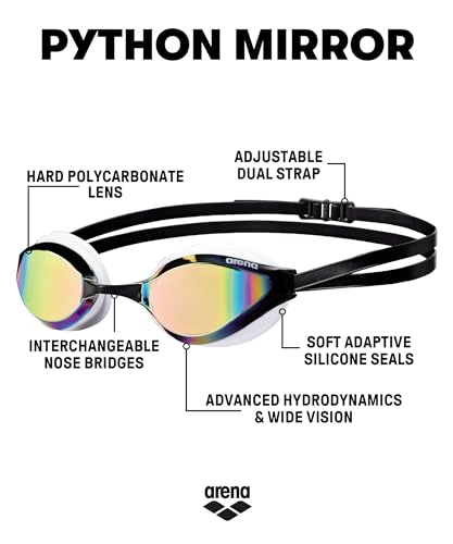 Arena Python Racing Swim Goggles for Men and Women, UV Protection, Anti ...