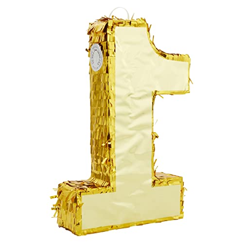 Gold Foil Number 1 Pinata for 1st Birthday Party Decorations ...