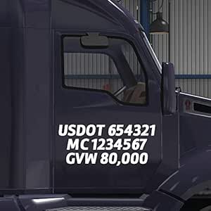 Amazon.com: Truck Door Decal (USDOT, MC, GVW) Number Sticker Decal ...