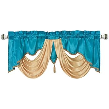 Amazon.com: Stylemaster Tribeca Faux Silk Grommet Waterfall Valance ...