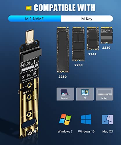 NVMe to Type C Adapter, M.2 USB C Card, M.2 NVME Based M Key PCIe to ...