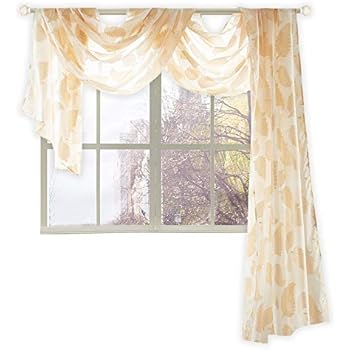 Amazon.com: KEQIAOSUOCAI Sheer Window Scarf Elegant Leaves Jacquard ...