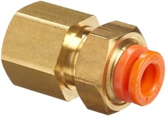 SMC KQ2E07-35A Brass Push-to-Connect Tube Fitting, Bulkhead Connector, 1/4" Tube OD x 1/4" NPT ...