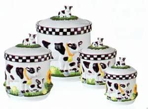 Amazon.com: Kitchen Canisters,4PC Canisters set Cow Decor, Farm: Food ...