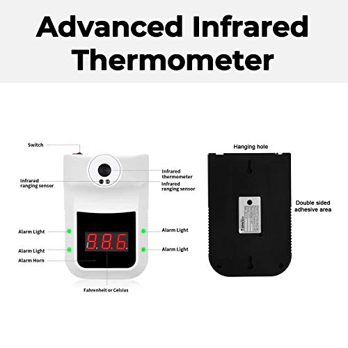 LETUSTO Wall-Mounted Infrared Forehead K3 Thermometer - Non-Contact Instant Reading Digital ...