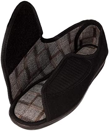 Men's Extra-Wide Furry 80-D Memory Foam Diabetic Slipper with ...