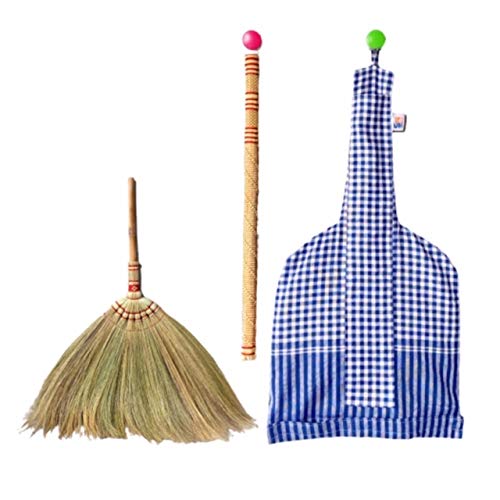 2 in 1 Natural Grass Broom Set by SN SKENNOVA -Traditional Sweeping ...