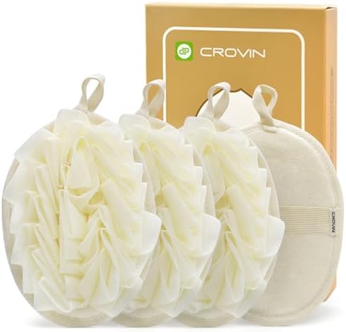 Crovin Bath Shower Pouf Sponge - 4 Packs Exfoliating Mesh Pouf Sponge ...