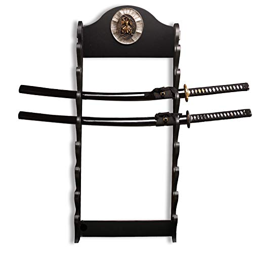 Sword Fort Katana Wall Mount, Sword Racks, Black Wood Wall-mounted 8 ...