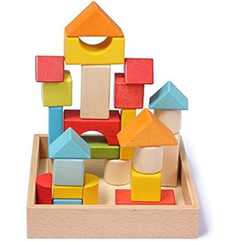 Amazon.com: The Original Toy Company 50 Wooden Blocks Tub: Toys & Games