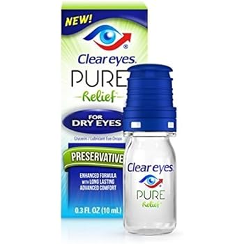 Amazon.com : Clear Eyes Pure Relief for Dry Eyes, 0.34 oz Per Bottle ...