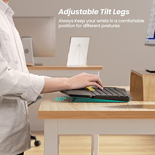 Nulea Wireless Ergonomic Keyboard Split Keyboard With Wrist Rest Usb C Charging 7 Color