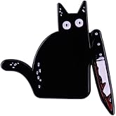 Amazon.com: Gillna Cute Black Cat with Knife Enamel Pins-Cartoon Enamel ...