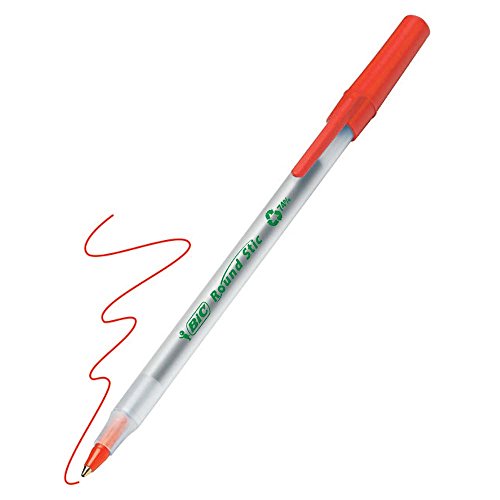BIC ReVolution Round Stic Ball Point Red Pens, Medium Point (1.0mm ...