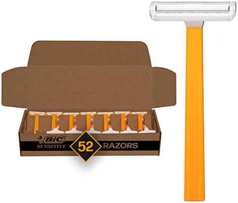 سعر BIC Sensitive Disposable Razors for Men, 52 Count, Orange, Plastic ...