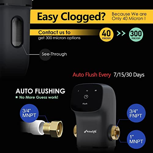Frizzlife JX800 Spin Down Sediment Water Filter, Auto-Flushing with ...