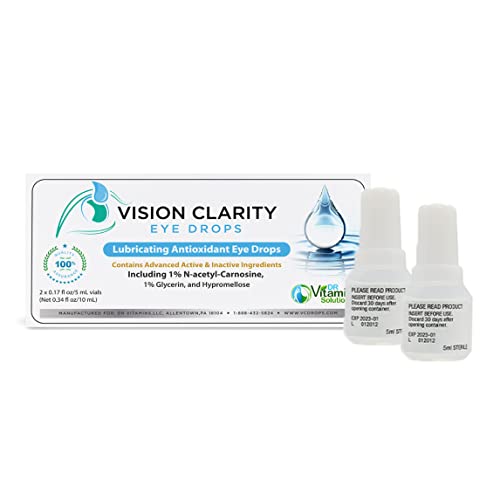Vision Clarity Eye Drops with 1% Carnosine Lubricants, Glycerine, and Hypromellose, Antioxidant ...