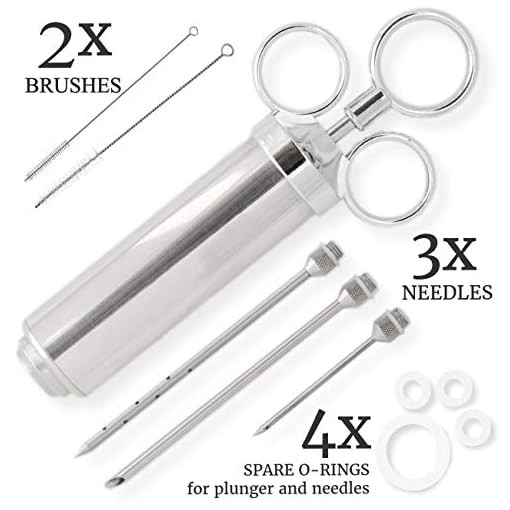 Meat Injector Kit, 304 Stainless Steel Marinade Meat Injector Syringe ...