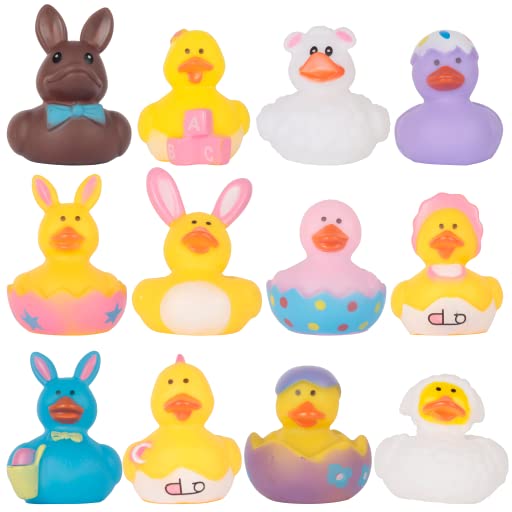 JOYIN 24pcs Easter Rubber Duckies Toys, Novelty Funny Squeeze Ducks for ...