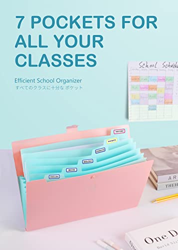 ThinkTex Cute Folder for School with 7 Pockets, Portable File Folders ...