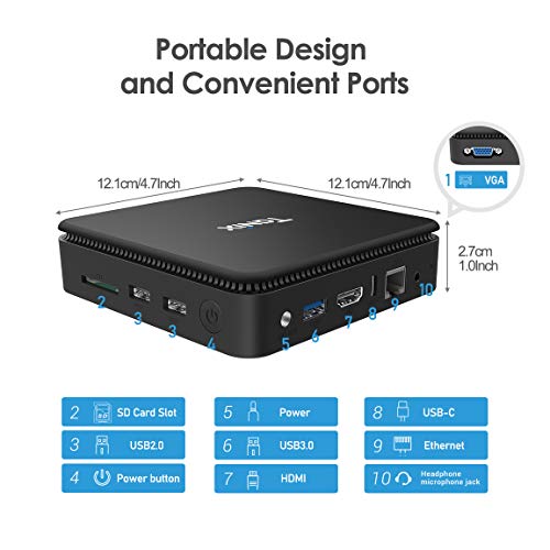 Mini PC, Desktop Computer Windows 10 Intel X5-Z8350, Fanless Mini ...