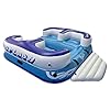 Inflatable Floating Island Lounge Raft with 4 Cup Holders, 4 Seater ...