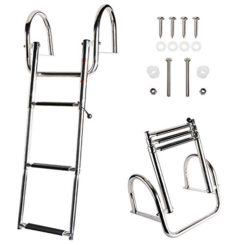 HYDDNice 3 Step Pontoon Boat Ladder Stainless Steel Telescoping Inboard ...