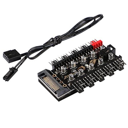Chassis Fan Hub PC, 12V CPU Cooling Fan HUB 10 Port 4 Pin Fan PWM ...