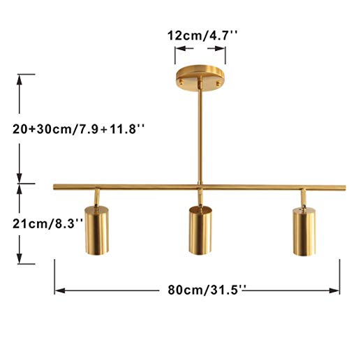 KCO Lighting Flush Mount Ceiling Light Linear Pendant Light Ceiling Track Spotlight Gold 3-Light ...