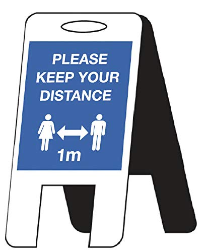 Please keep your (1 metre) distance (self standing fluted folding sign ...