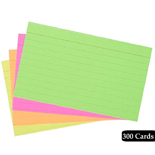 1InTheOffice Ruled Neon Index Cards, Index Cards 3x5 Assorted Neon Color, 300/Pack | Pricepulse