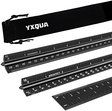 12 Inch Architectural Scale Ruler Set, YXQUA Laser-Etched Aluminum ...