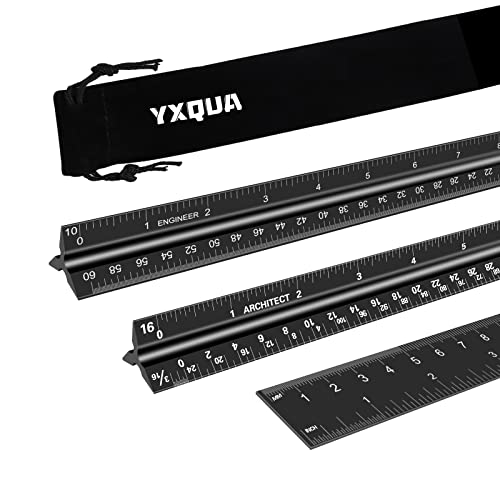 12 Inch Architectural Scale Ruler Set, YXQUA Laser-Etched Aluminum ...