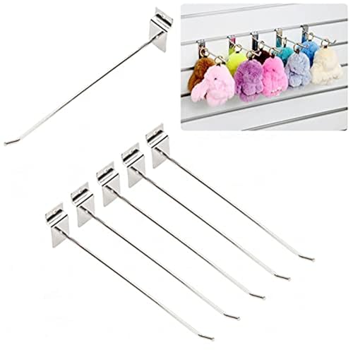 tonchean 100 PCS Slatwall Hooks 12” Commercial Chrome Retail Hooks ...