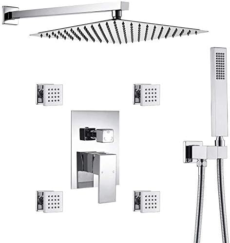 Bathroom Shower System Delnet Luxury 12-inch Rainfall Showerhead with ...