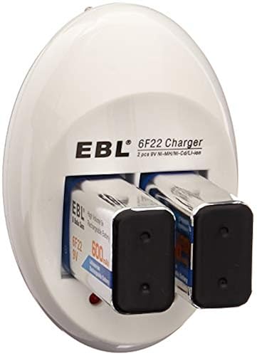 EBL 2 Pack High Volume 600mAh 9V 6F22 Lithium-ion Rechargeable Battery ...