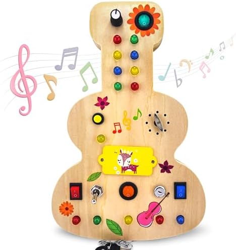 Wooden Montessori Musical Busy Board for Toddlers for 3-5 Year-Old with ...