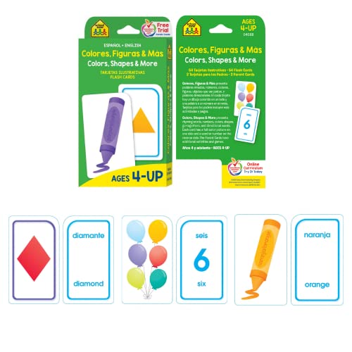 School Zone - Bilingual Spanish/English 4-Pack Flash Cards - Ages 4 ...